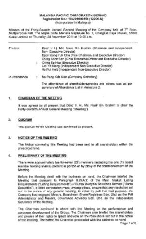 AGM Minutes – MPCB